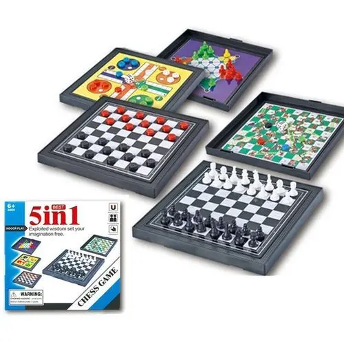 Family Chess Set - Chess, Ludo, Snakes & Ladder, Checkers 5 in 1 Board ...