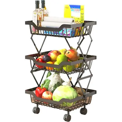 Foldable Storage Rack 3 Layer with Trolley | Goshop Kenya