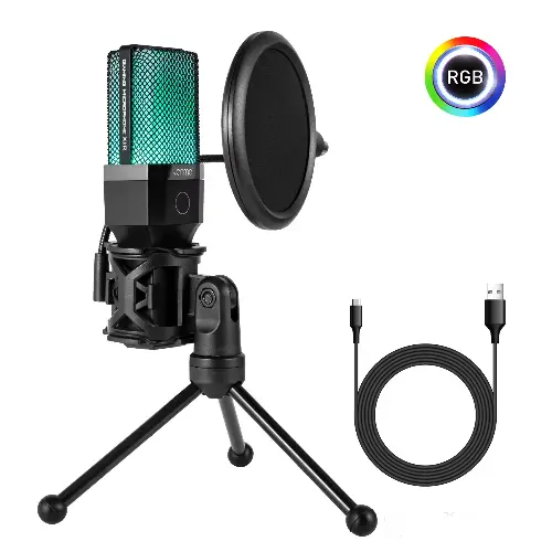 USB Microphone with Pop Filter and Lighting Stand | Goshop Kenya